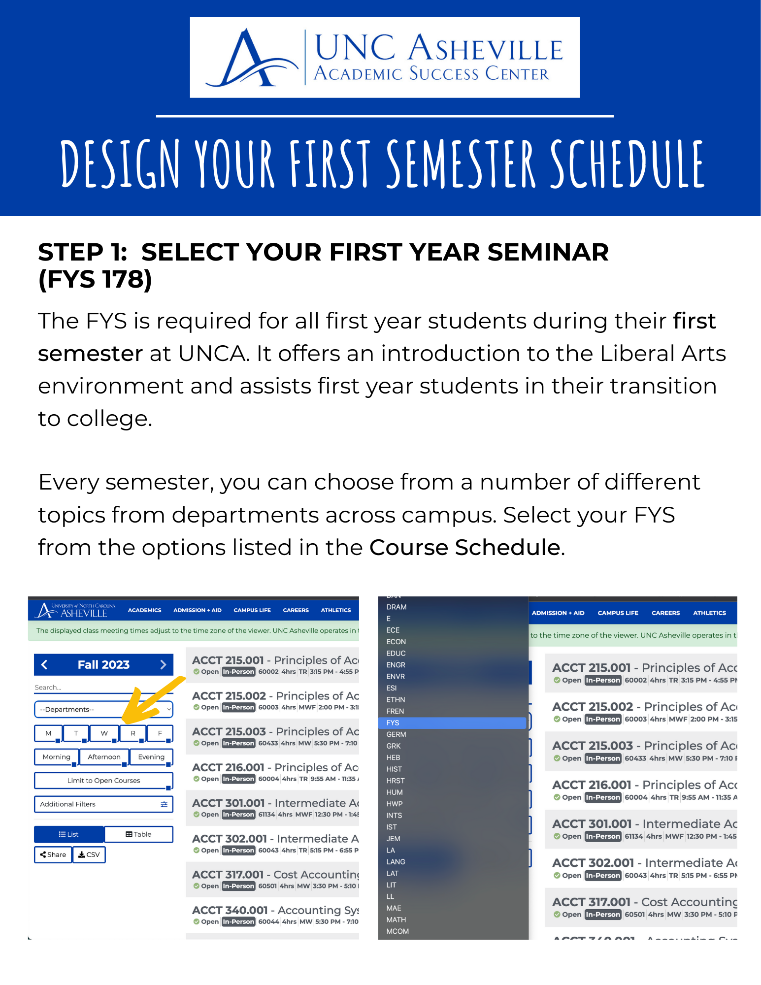First-Year Students - Academic Advising
