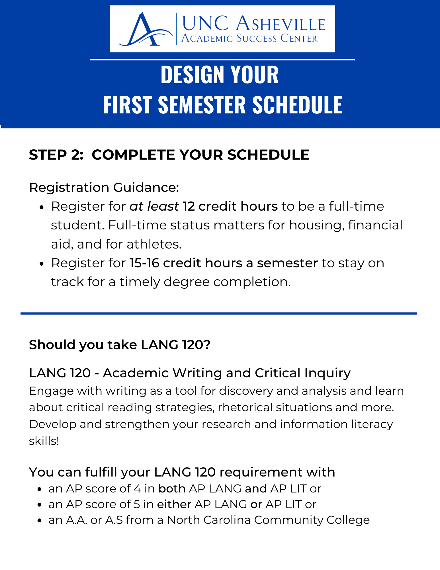 First-Year Students - Academic Advising